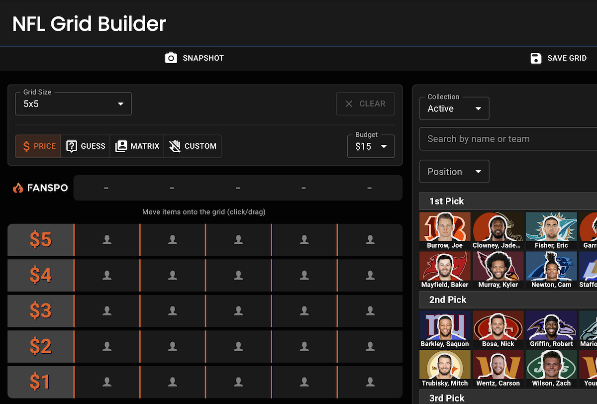 NFL Grid Builder | Fanspo